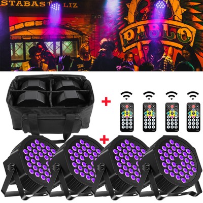 4PCS 36W UV Black 36 LEDs Par Light Stage Lighting Bar DJ with Remote ...
