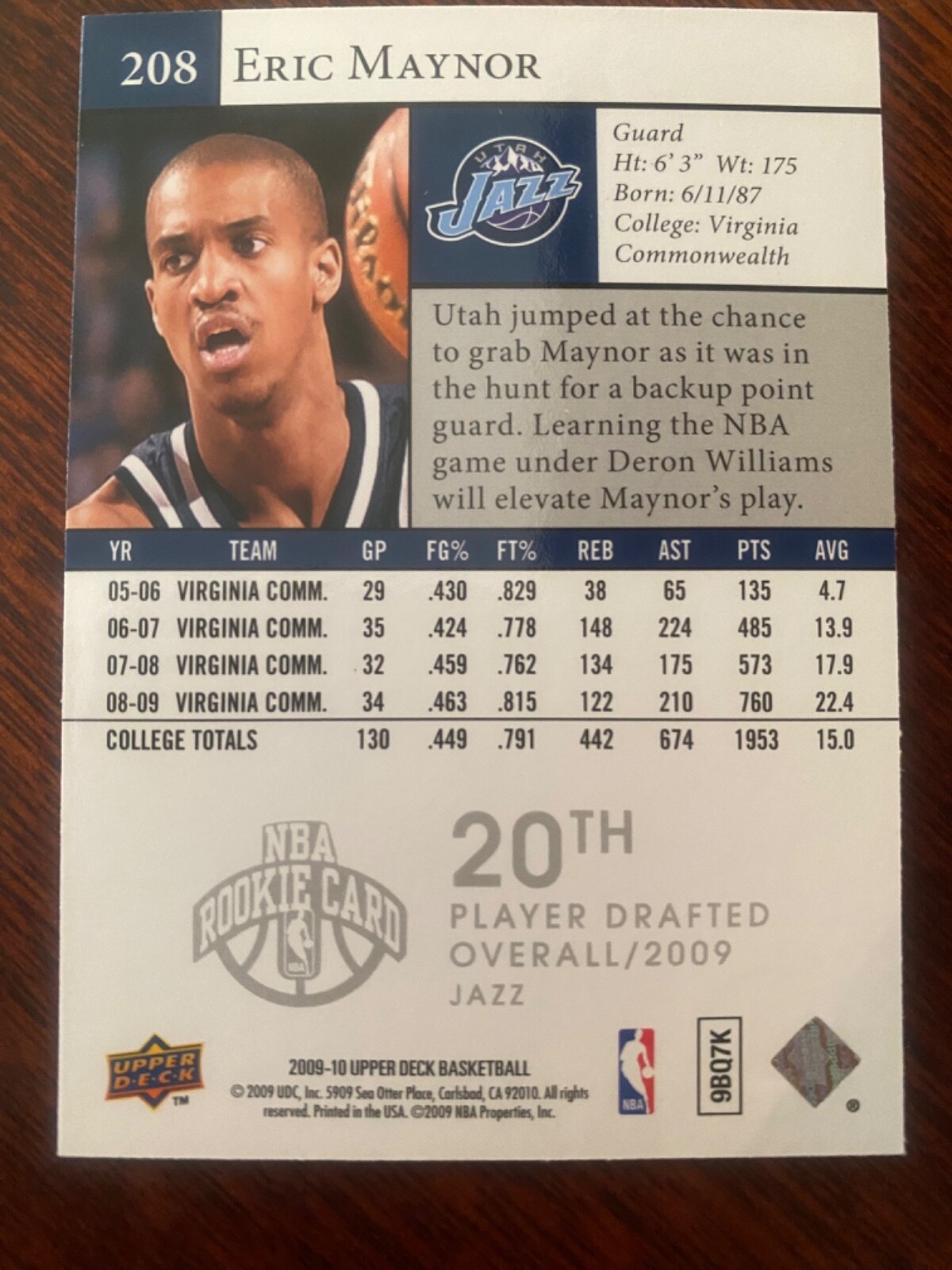 09/10 upperdeck star rookies #208 Eric Maynor | eBay