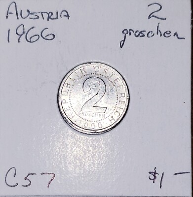 1966 Austria 2 Groschen coin [C57] | eBay