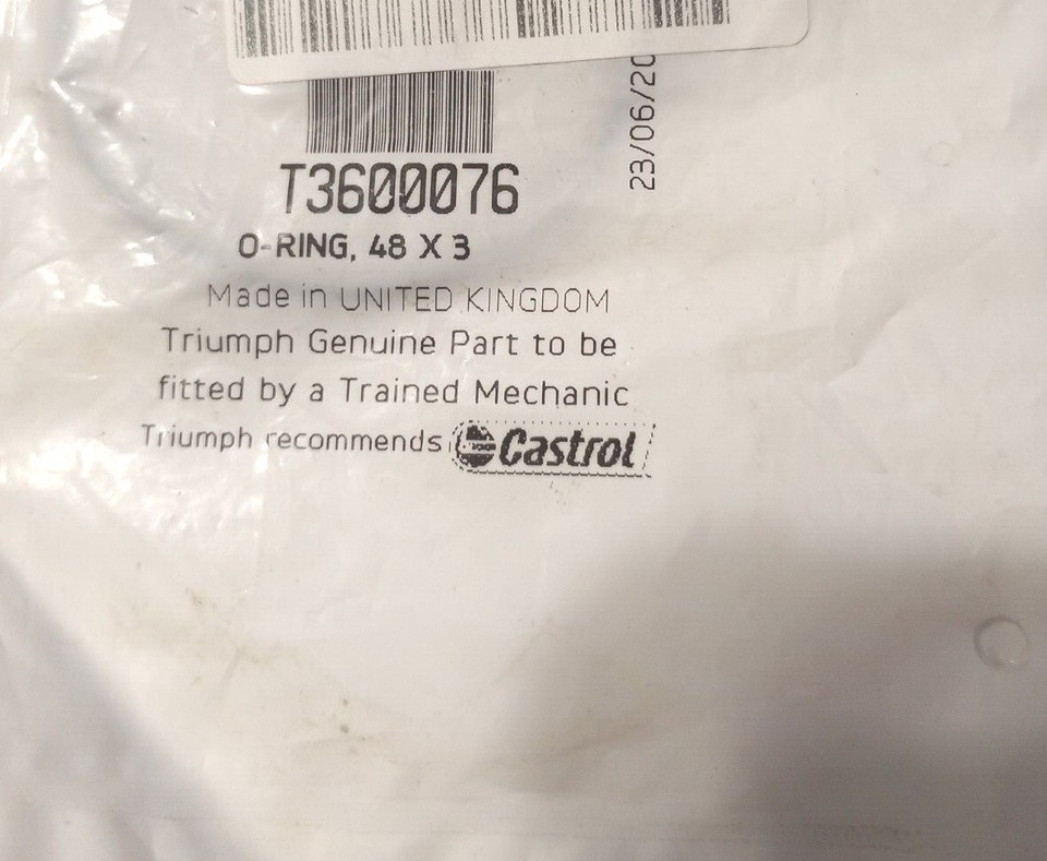 Triumph Bonneville T100, Speedmaster 48X3 O-Ring NOS T3600076 (L-1830 ...