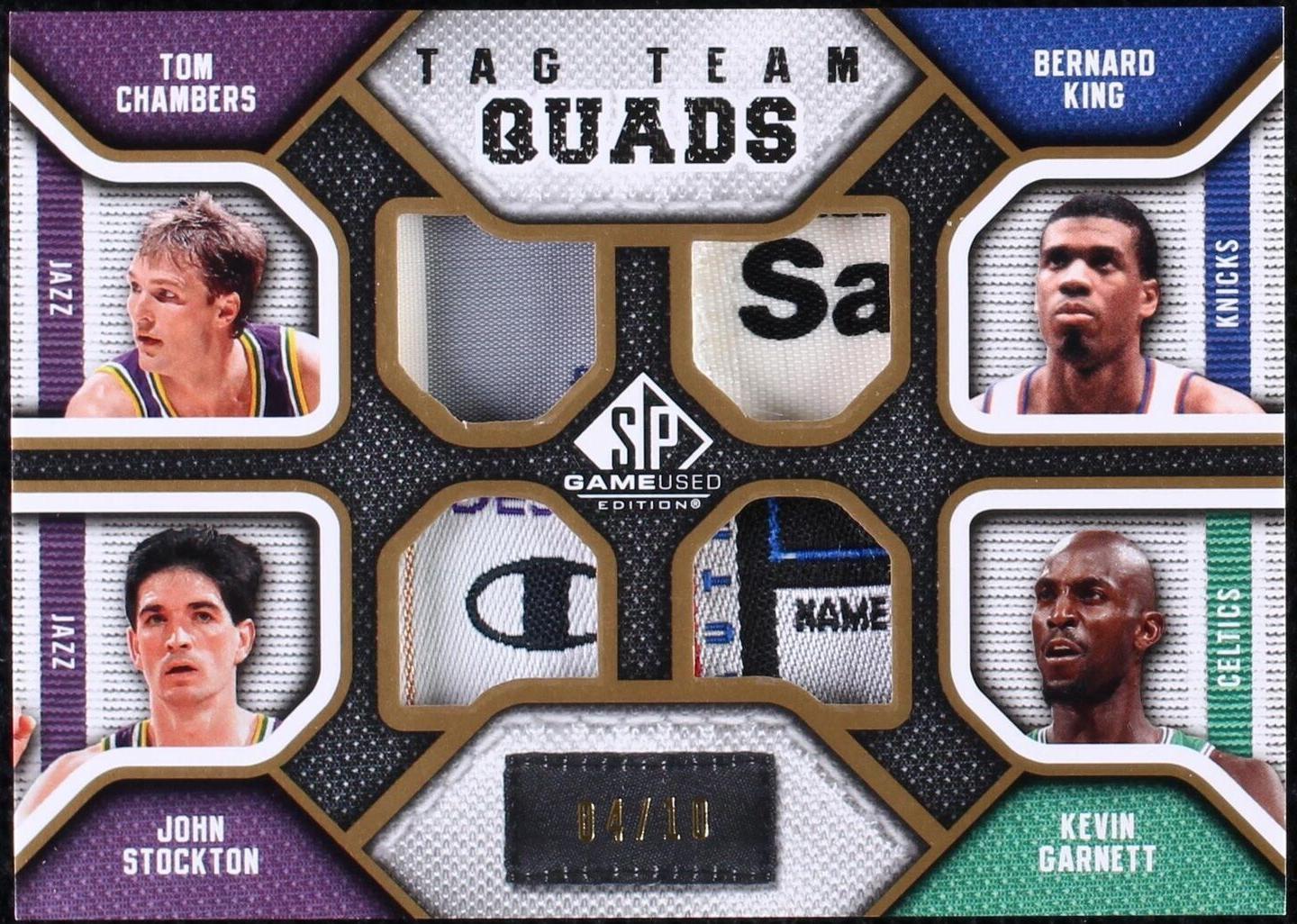 2009-10 SP Game Used - Tag Team Quads Kevin Garnett, John Stockton ...