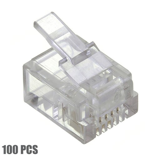 100x Pack RJ12 DSL Modular Plugs 6P6C Solid Telephone Phone Connector ...