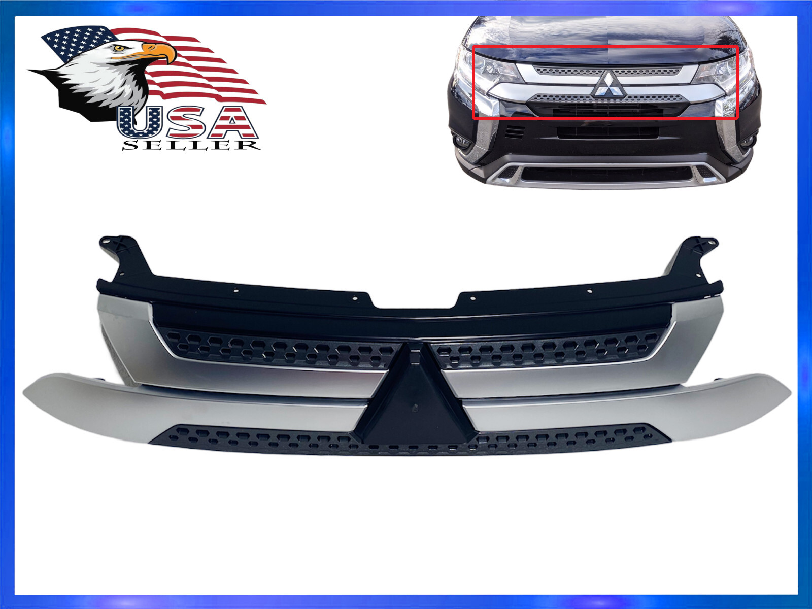For 2019-2020 Mitsubishi Outlander Front Bumper Upper Grille Silver ...