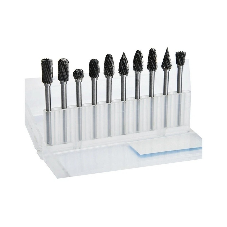 10PCS Tungsten Carbide Burrs Rotary Burr Set Head 1/8'' Shank Die ...