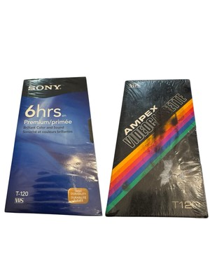 Sony Blank VHS Tape T-120 6 Hours Premium Grade & Ampex T120 Tape ...