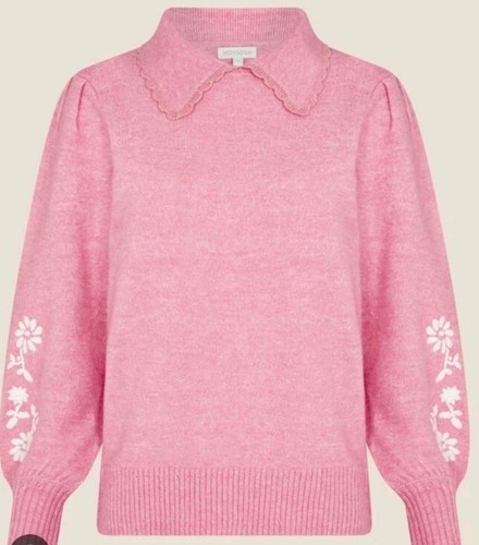 Monsoon Elouise Neo Romantic Jumper Pink Size UK XL Bnwt Embroidered ...