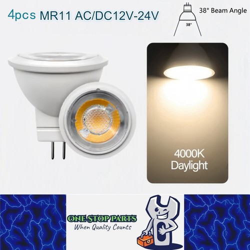 4 x MR11 3W LED Spotlight AC/DC 12V-24V 38° 4000K Daylight White ...