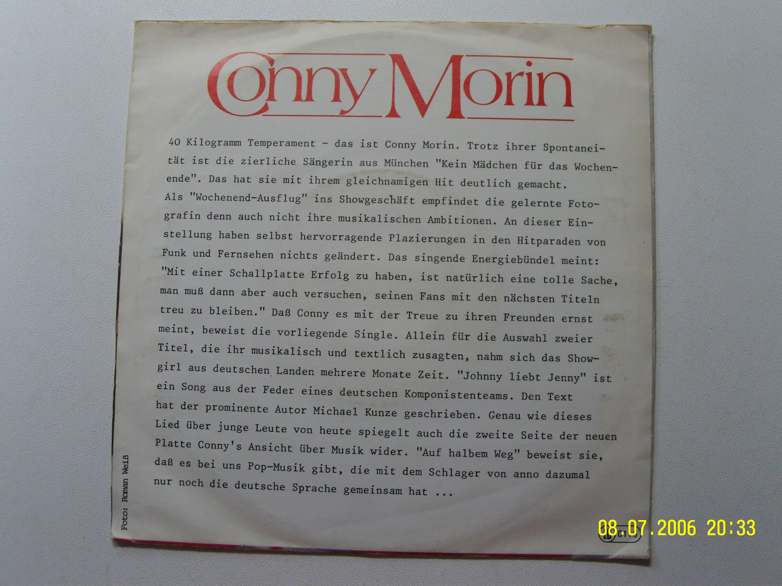 Conny Morin - Johnny liebt Jenny + Auf halben Weg | eBay