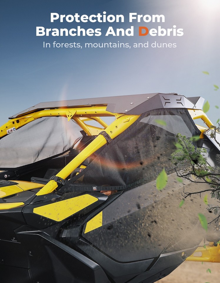 #715007376 UTV Upper Window Nets Wind Door Nets Set for Can-Am Maverick ...