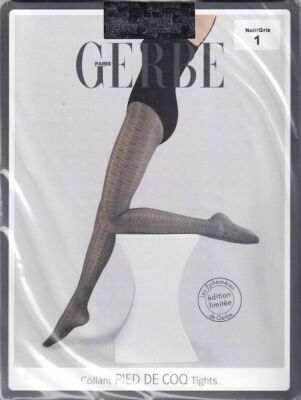 Collant GERBE PIED DE COQ coloris Noir/Gris. Taille 1 - 8½. Tights. | eBay