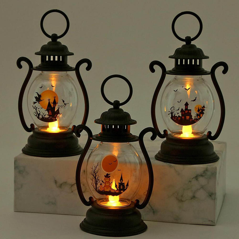 Black Pumpkin Light Battery Powered Horror Ghost Lamp Home Decoration ...