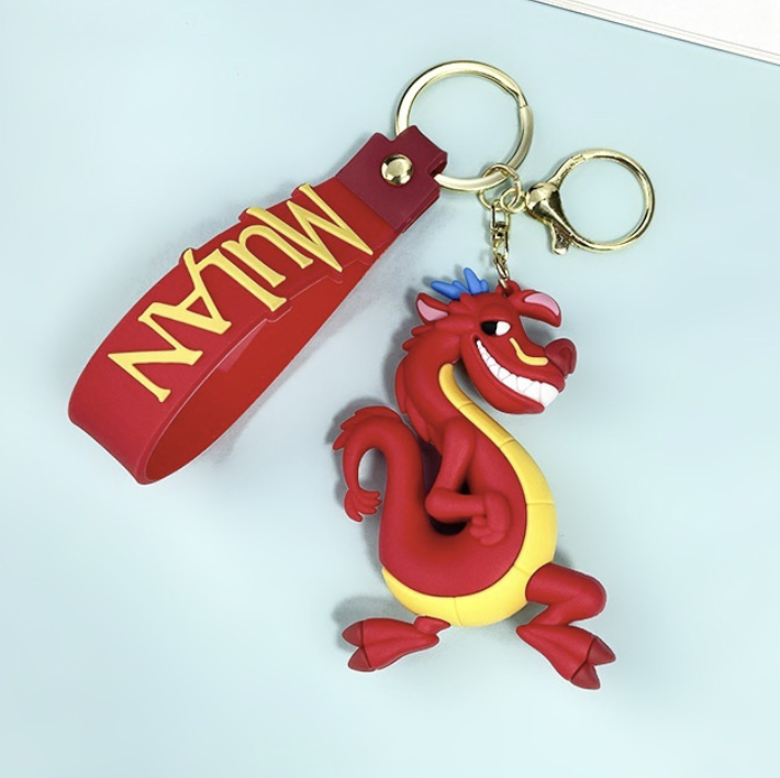 5 Styles New Disney Mulan Dragon Mushu 3D PVC Pendant Keychains Key ...