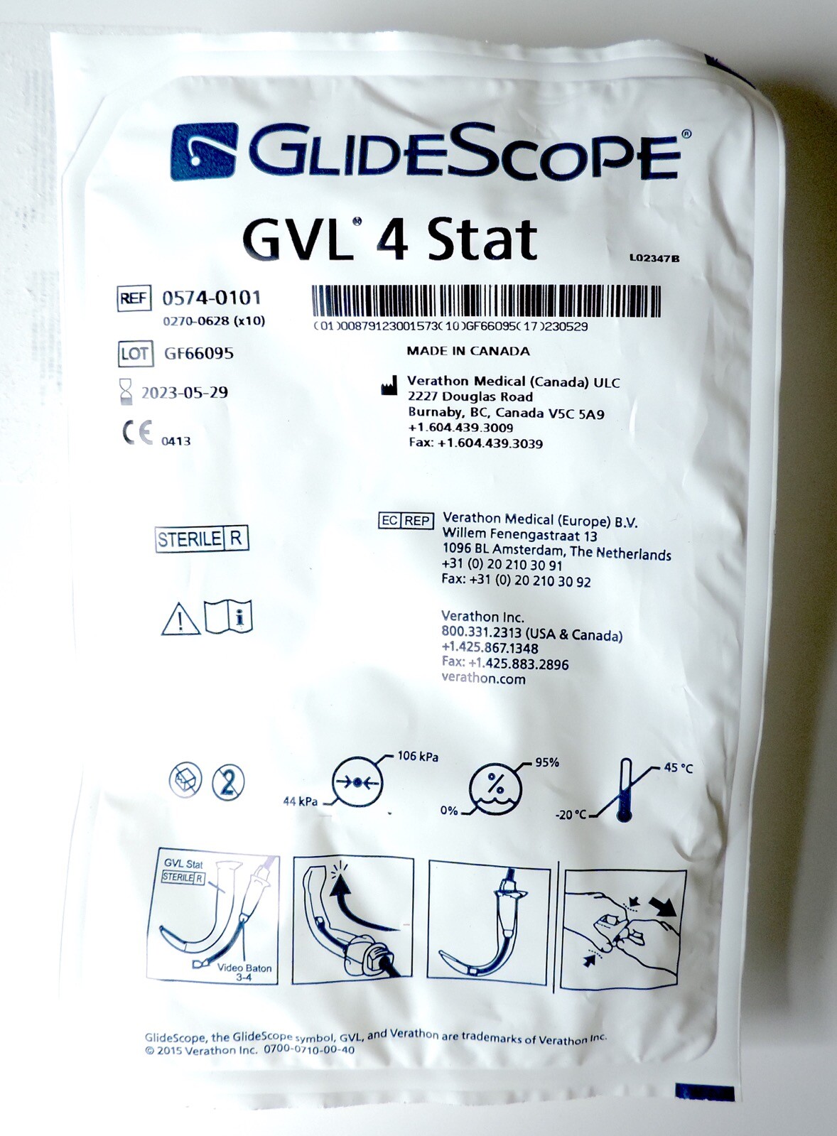 Verathon GlideScope GVL 4 Stat Video Laryngoscope - Box of 10 (0574 ...