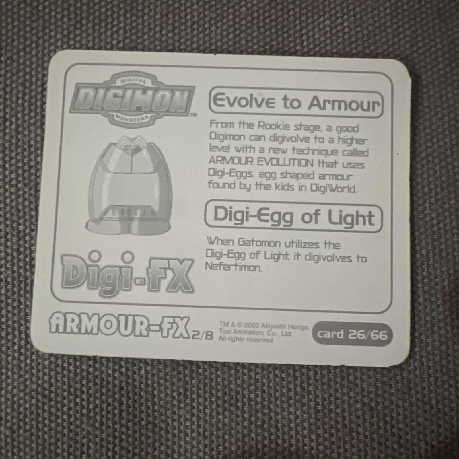 Digi-FX DIGIMON Digital Monsters #26 Evolve to Armour Digi-Egg of Light ...