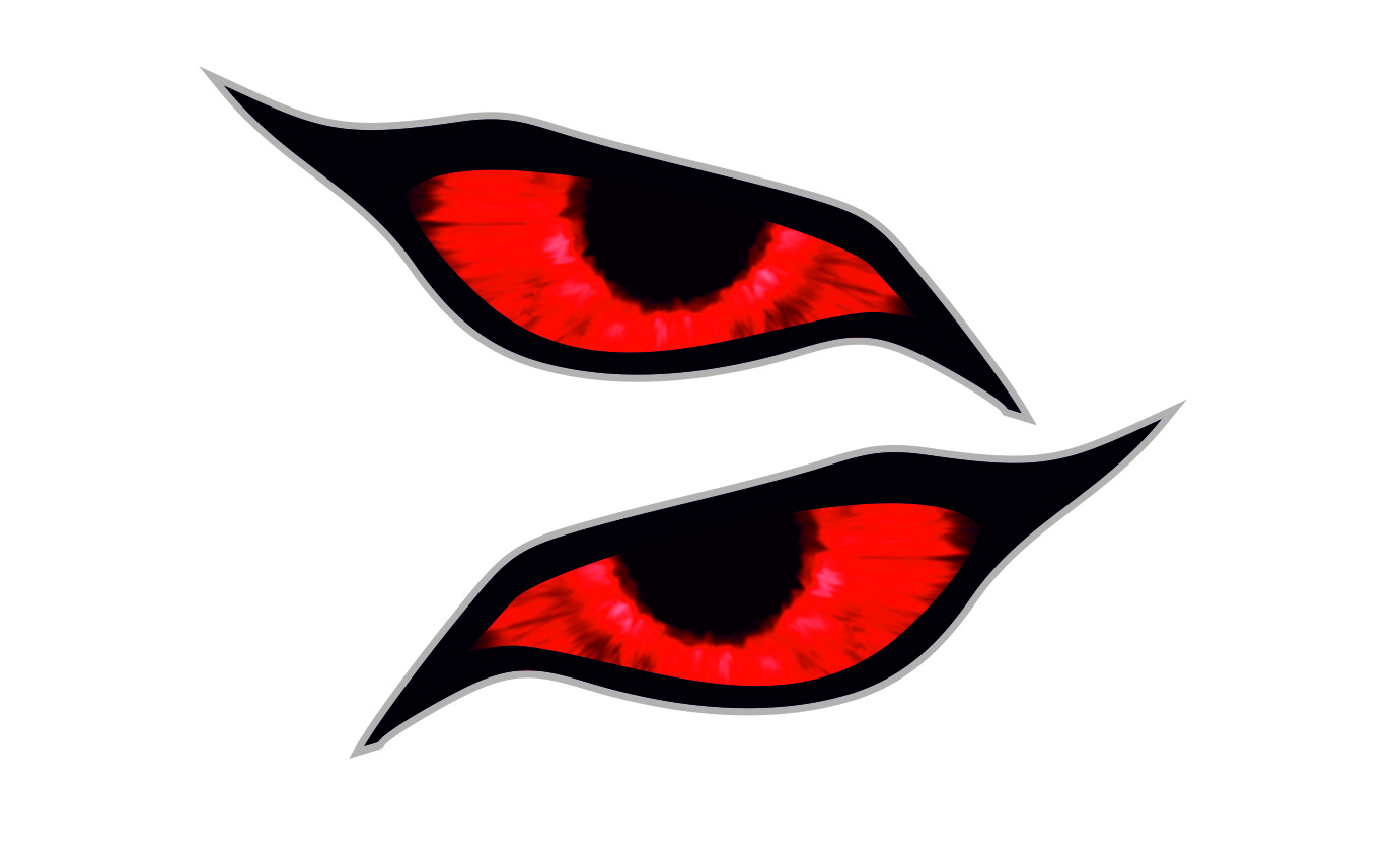 Pair Of Evil Demon Eyes RED car motorbike helmet Drone sticker 70x30mm ...