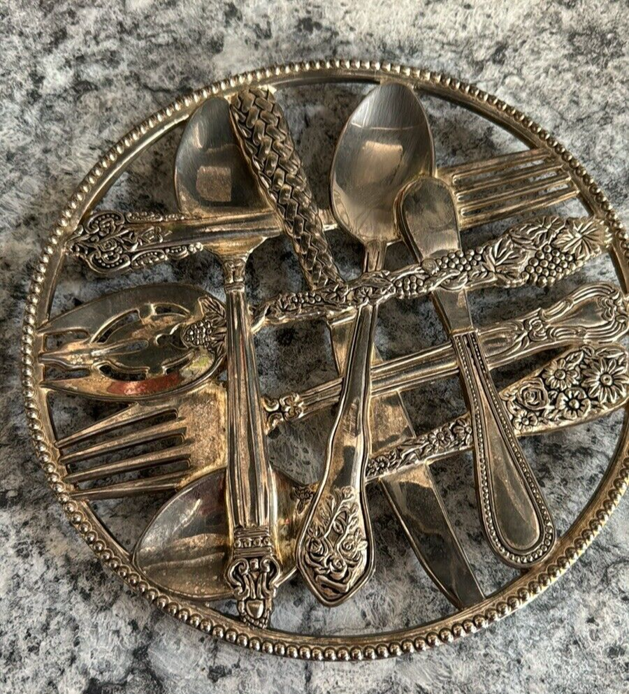 Vintage Godinger Silverplate Flatware Utensil Trivet Metal | eBay