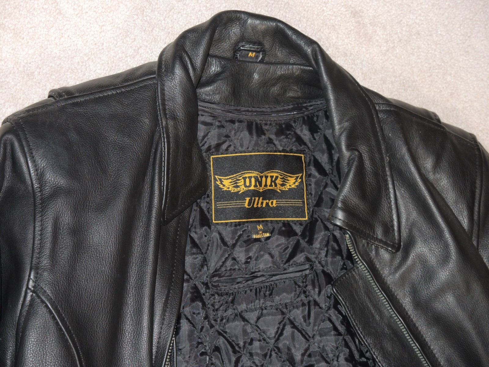 Heavy Leather Jacket Vtg Black Heavy Unik Ultra Mediu… - Gem