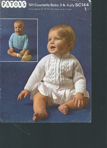 PATONS SC144 BOY/GIRL CARDI 4 PATTERNS upto 2 YEARS 18 - 20 in chest 3 ...
