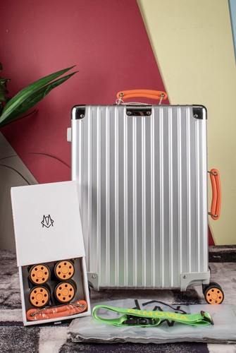 High-End Aluminum Travel Suitcase - Rimowa With Orange Wheels/Handle | eBay