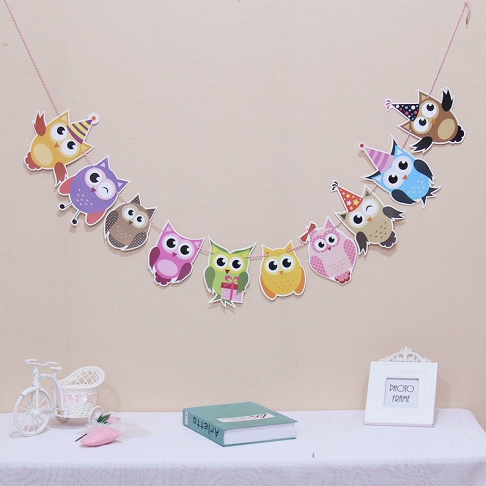 Kids Birthday Decorations Party Cartoon Bunting Decorative Buntings ...