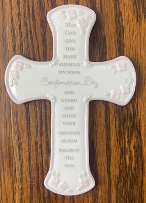 Hallmark Confirmation Cross Wall Hanging Pink Floral Faith Catholic ...