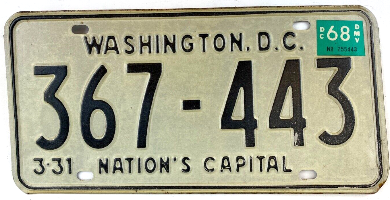 Vintage District of Columbia Washington DC 1968 License Plate Decor ...