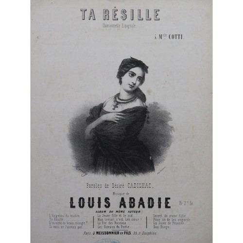ABADIE Louis Ta Résille Chant Piano ca1840 | eBay