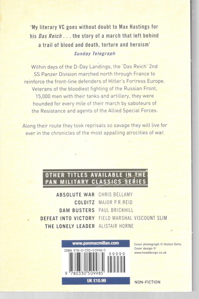 DAS REICH : PAN MILITARY CLASSICS by MAX HASTINGS Trade Paperback ...