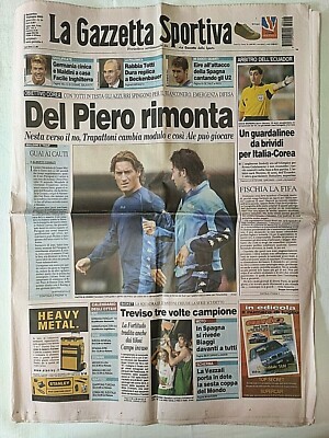 Gazzetta Dello Sport 16 June 2002 World Cup Benetton Treviso Campione D ...