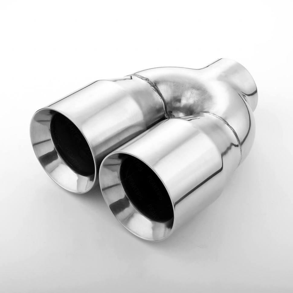 Stainless Steel 3" Inlet Exhaust Tip Dual 4" Out Straight Cut 9" L Dual ...