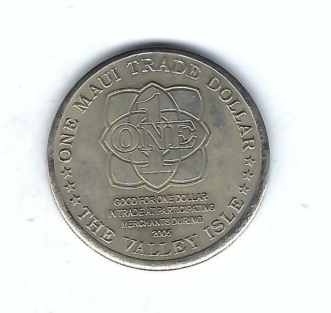 2005 MAUI HAWAII STINGRAYS FISH GOOD FOR ONE DOLLAR $1 TRADE COIN MEDAL ...