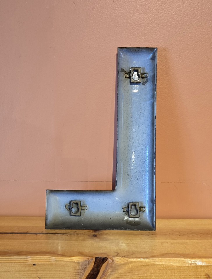 Vintage 12" Steel Red Porcelain Letter L Gas Station Service Station ...