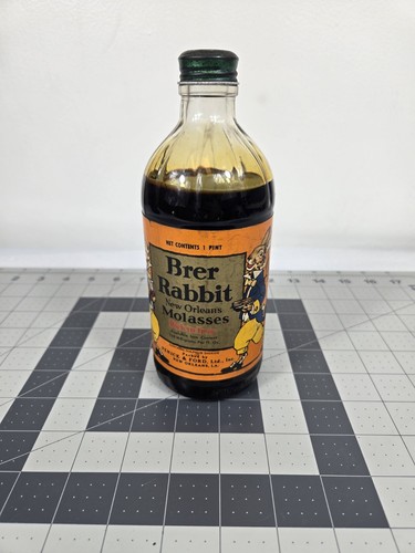 RARE BRER RABBIT NEW ORLEANS MOLASSES 1PT 8oz SIZE BOTTLE ORANGE LABEL ...