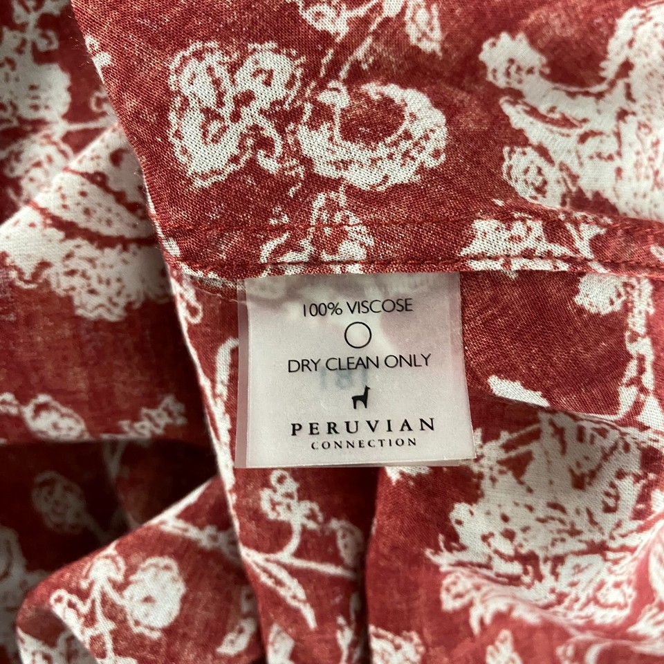 Peruvian Connection Becca Camisole Tank Top Size 2 Ruffle Red Floral ...