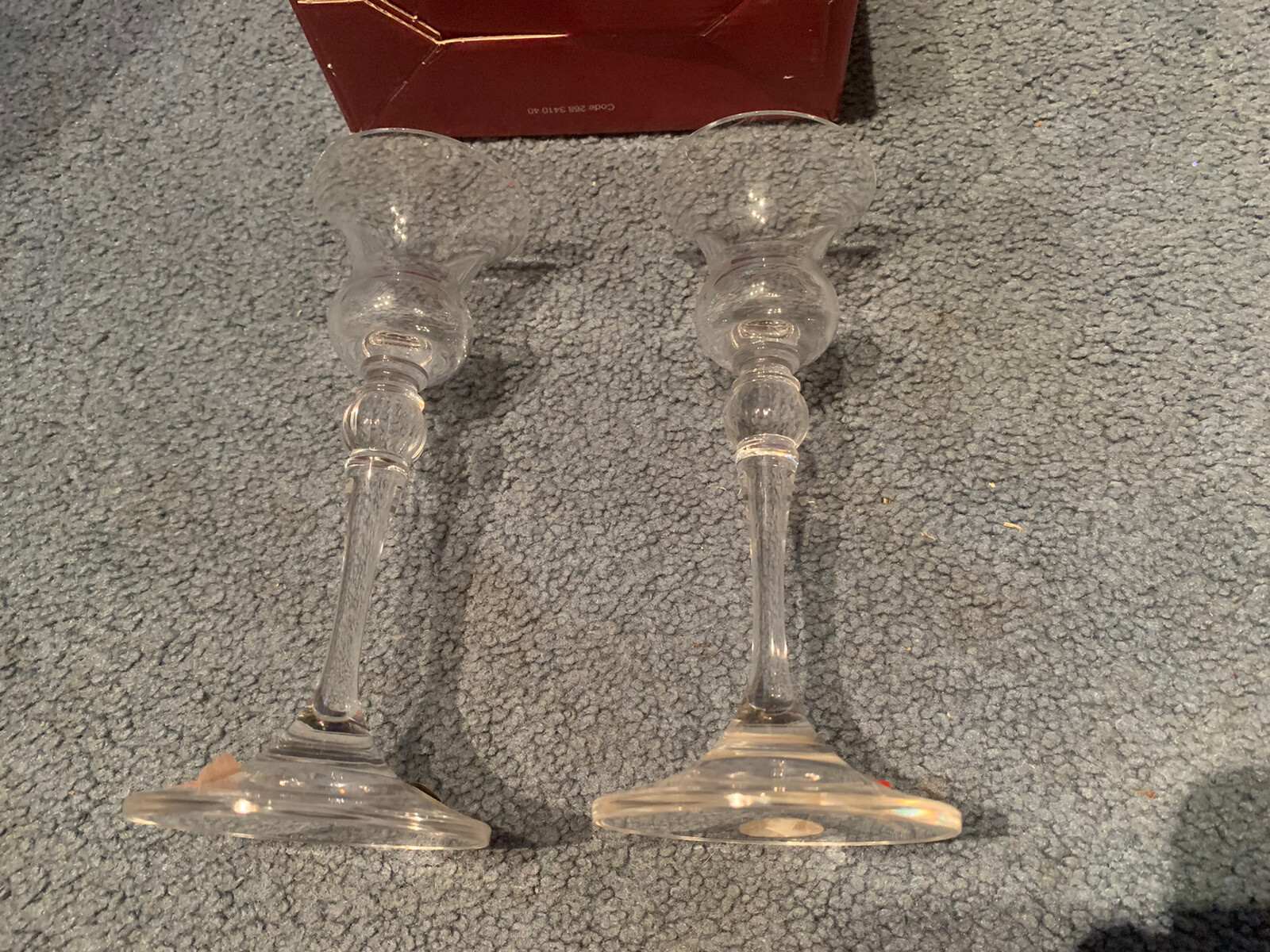 Set 2 Gorham Rondelle Candlesticks Candle Holder Fine Austria Clear ...
