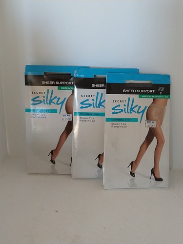 3 Secret Silky Medium Leg Sheer Support Pantyhose Control Top Size C ...
