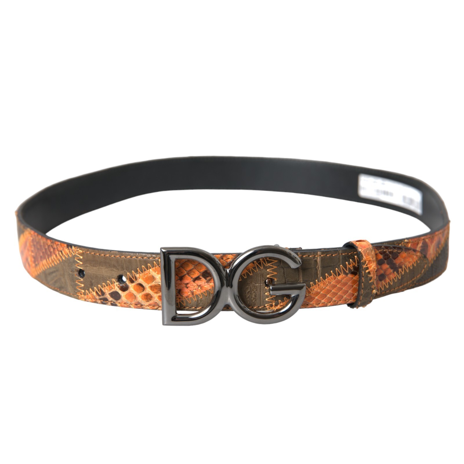 DOLCE & GABBANA Belt Men Patchwork Python Leather Logo Buckle 90 cm ...
