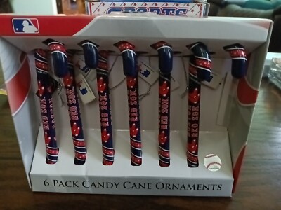 Set Of 6 NIB Boston Red Sox Candy Cane Team Ornaments NEW! | eBay