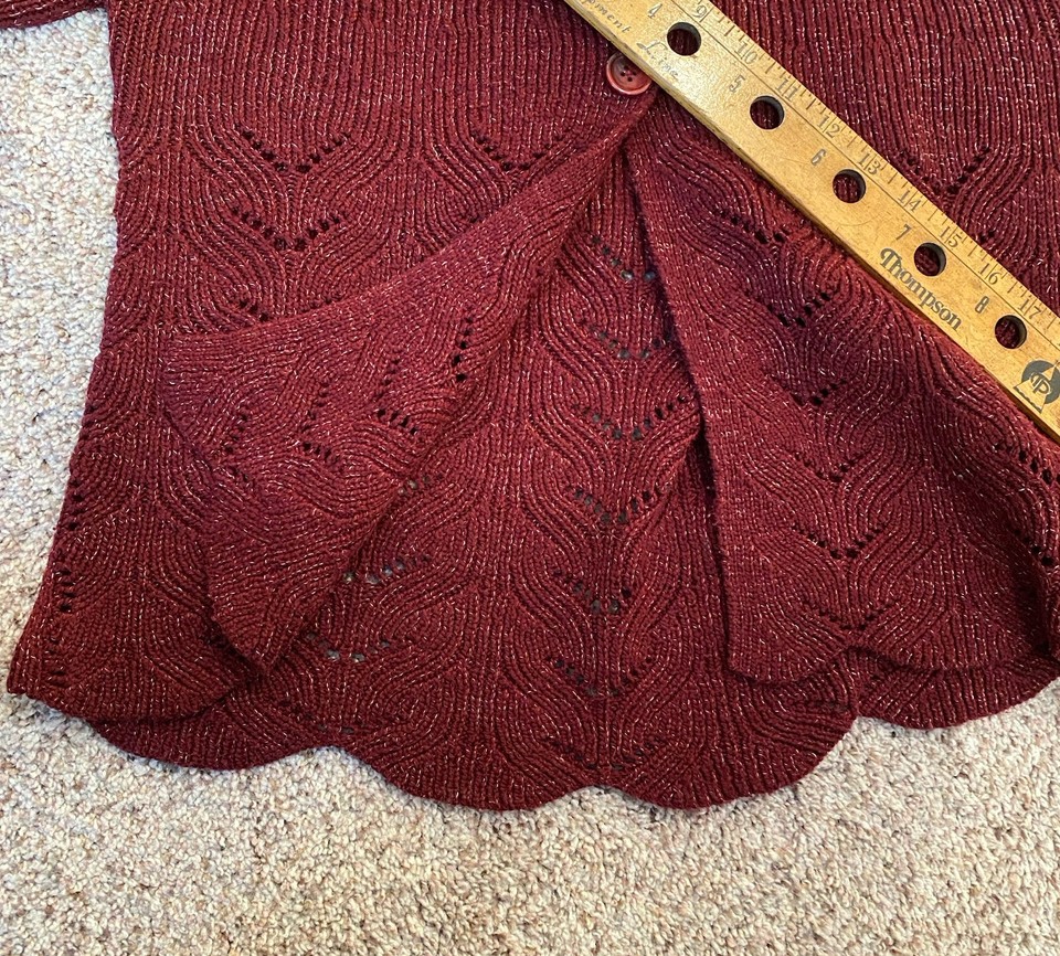 Vintage DressBarn Half Open Front Cardigan—Cut Out Design—Scalloped ...