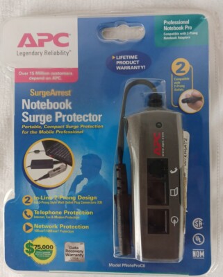 APC SurgeArrest Notebook Surge Protector Notebook prong In-Line 2 Prong ...