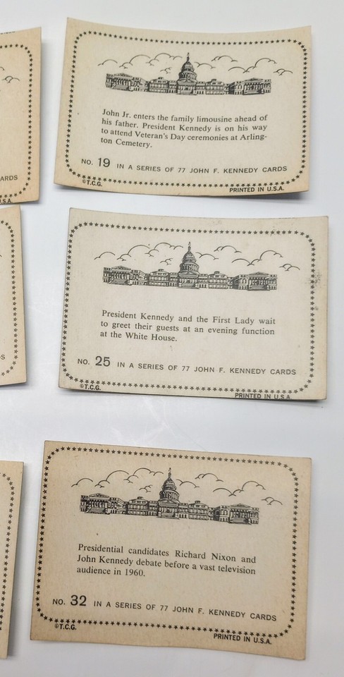 1964 JFK Vintage Topps John F Kennedy Jackie Trading Cards 72 of 77 US ...