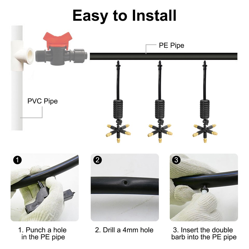 3pcs Water Mister Nozzles 5-way Misting Cooling System for Outdoor ...