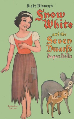 VINTAGE 1938 SNOW WHITE PAPER DOLL RARE LASER REPRODUCTON~Org SIZE ...