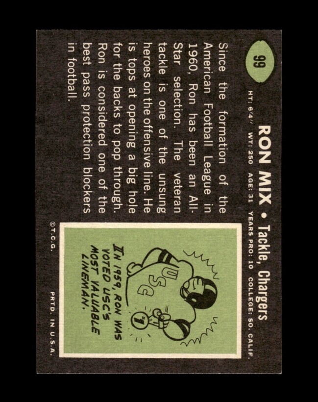 1969 Topps Set-Break # 99 Ron Mix NM-MT OR BETTER *GMCARDS* | eBay