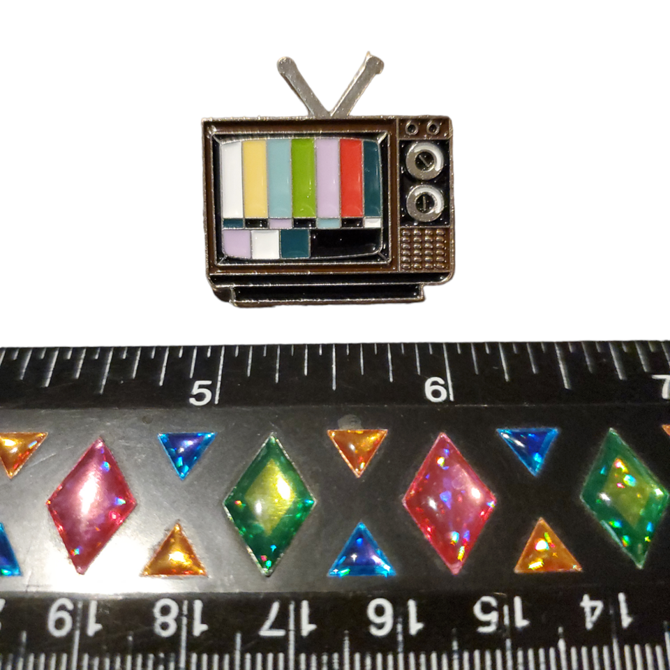 Retro Television TV Enamel Pin Lapel Purse Hat Pinback Broadcast Test ...