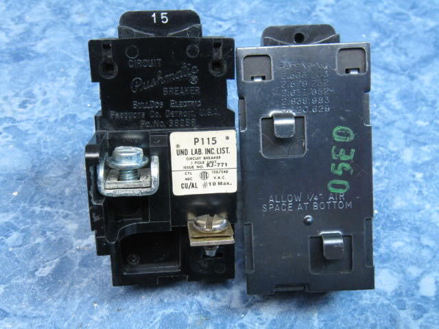 15 Amp Pushmatic ITE Siemens Gould P115 Single or 1 Pole Circuit ...