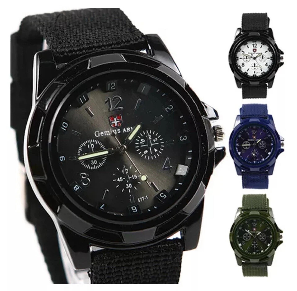 Military Tactical Watch for Men Sport Scout Army Gentleman Black w ...