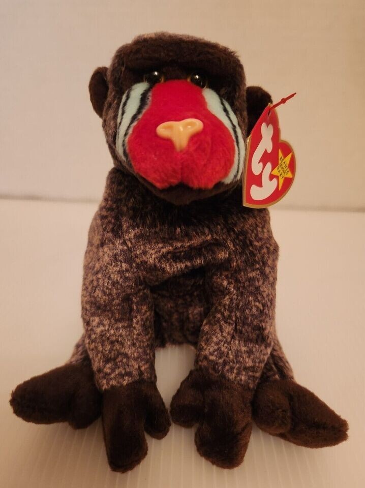1999 RARE & RETIRED TY BEANIE BABY~CHEEKS THE BABOON MONKEY 6" PLUSH ...