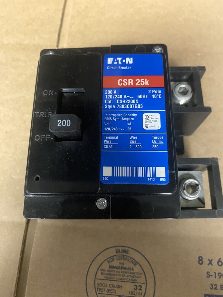 Eaton CSR2200N 200 Amp CSR25k Main Breaker 120/240 2 Pole (NEW WITH BOX ...