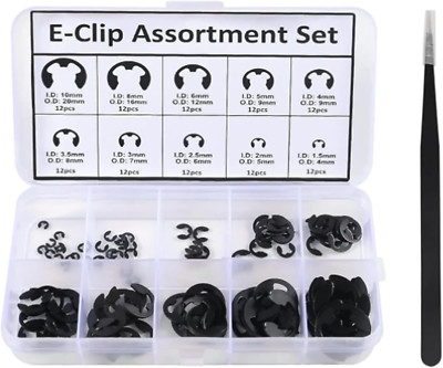120Pcs E-Clip Circlip External Retaining Clips Assortment Set Hardened ...